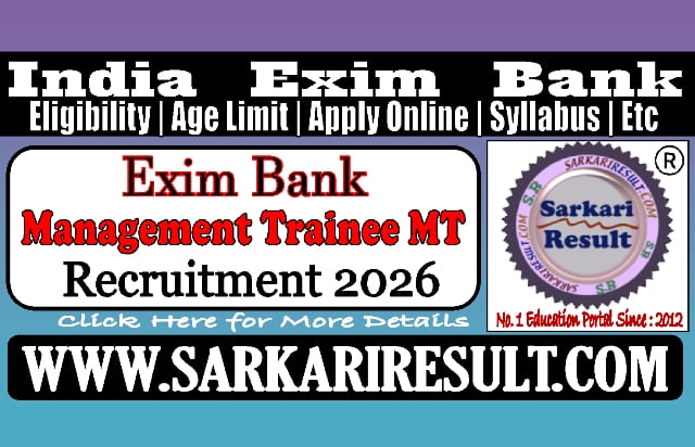 India Exim Bank Management Trainee Recruitment 2026