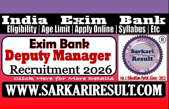 India Exim Bank Deputy Managers Online Form 2026 for 20 Post
