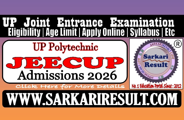 UP Polytechnic JEECUP Admissions Online Form 2026