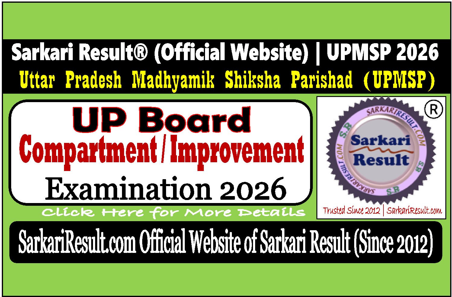 UPMSP UP Board 10th and 12th Compartment Exam Online Form 2026